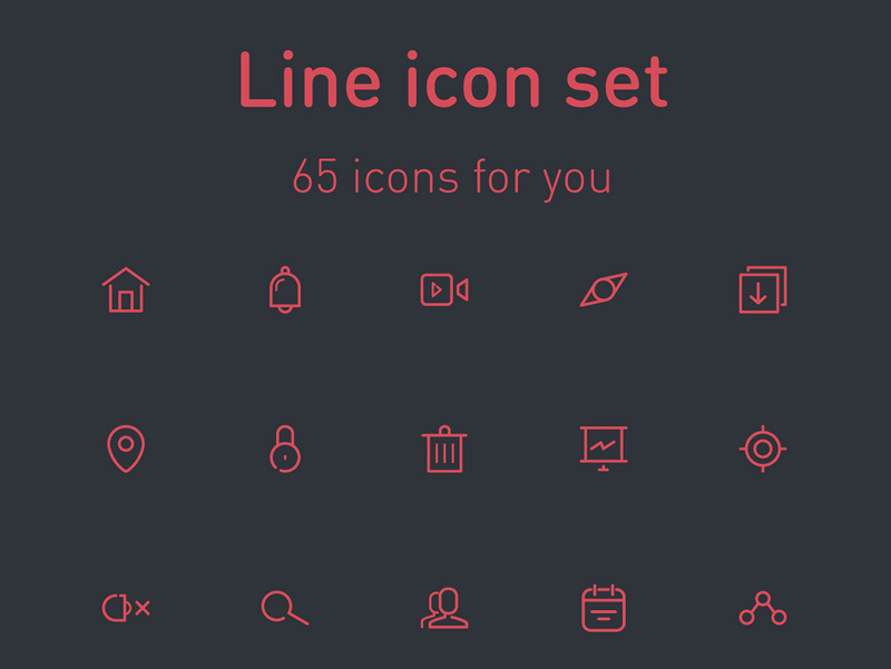 65 Line Icons PSD - Freebie Supply