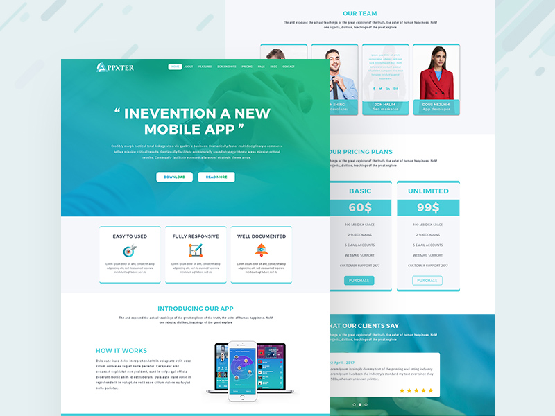 App Landing One Page Template by Abdulla Mamun - Freebie Supply