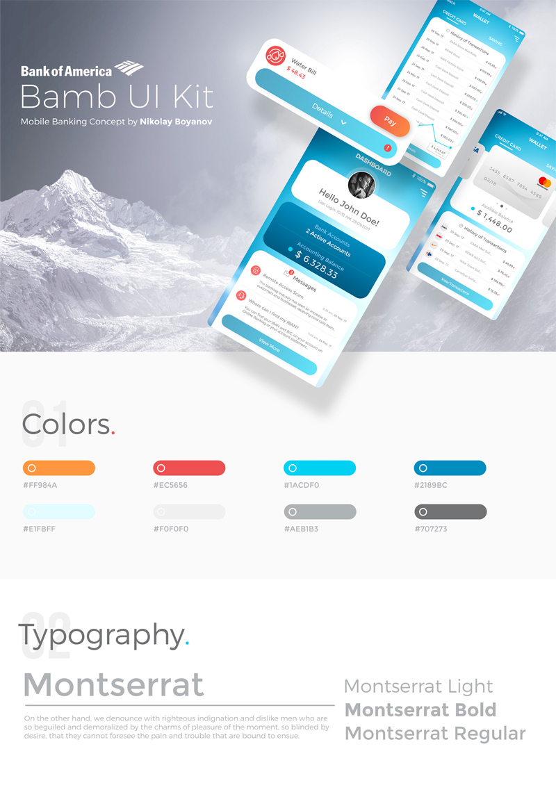 Adobe XD UI Kit - Bank of America - Freebie Supply