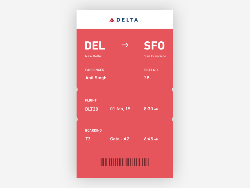 Delta Boarding Pass Template