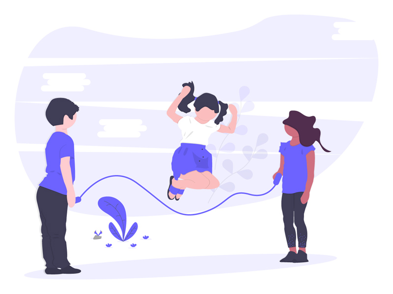 Children Playing Double Dutch Illustration - Freebie Supply