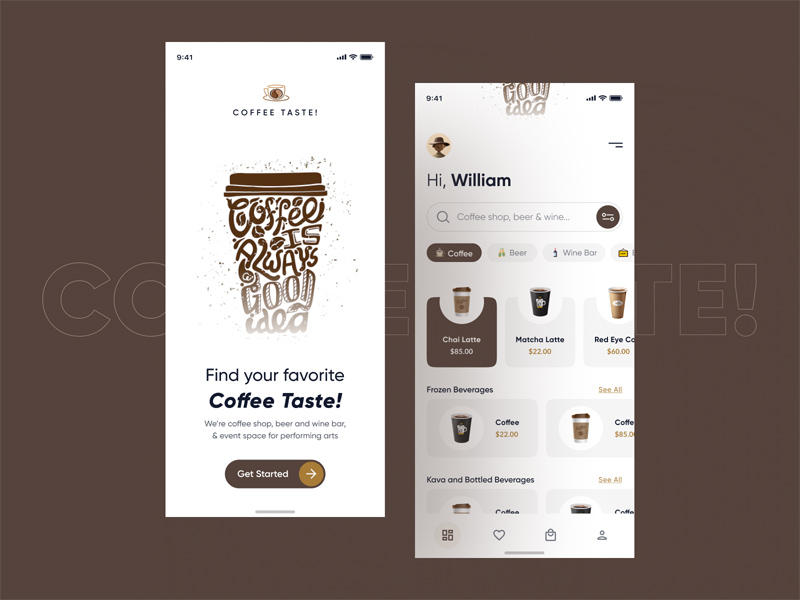 Coffee App UI - Freebie Supply