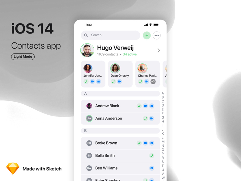 Contacts App UI Concept - Freebie Supply