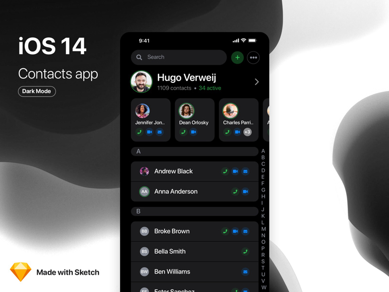 Contacts App UI Concept - Freebie Supply