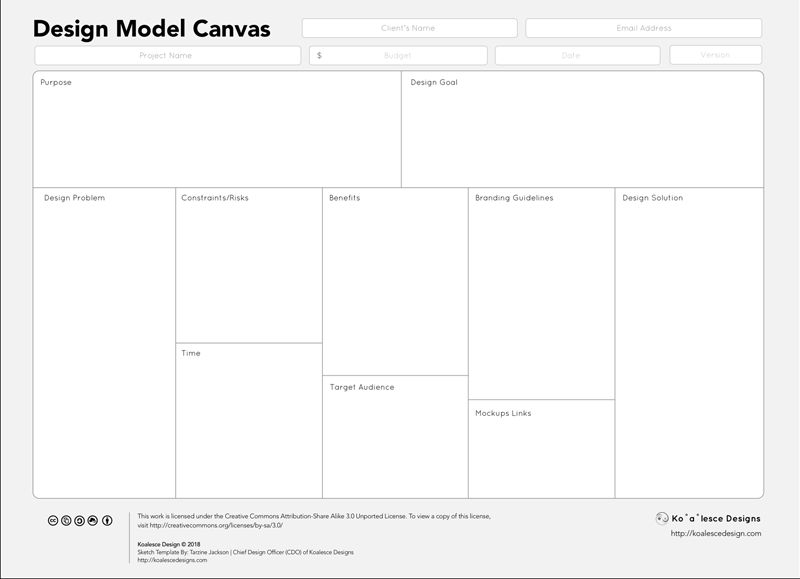 Design Model Canvas Template by Tarzine Jackson - Freebie Supply