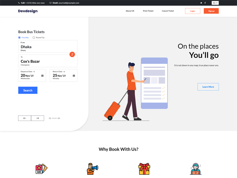 Bus Tickets Web App UI - Freebie Supply