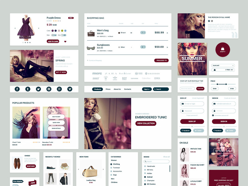 E-commerce UI Kit - Freebie Supply