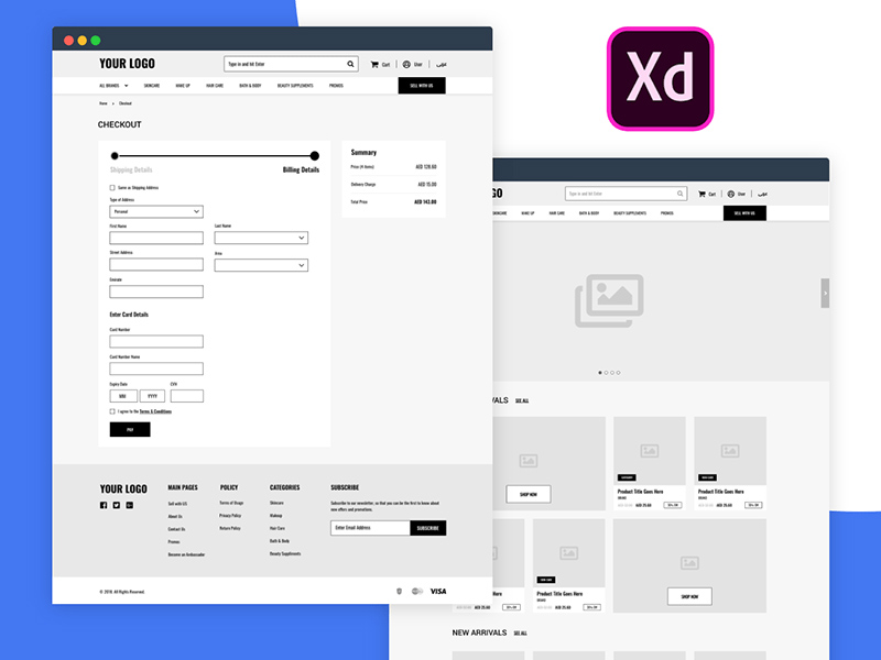 Adobe Xd E-Commerce Wireframing Kit - Freebie Supply
