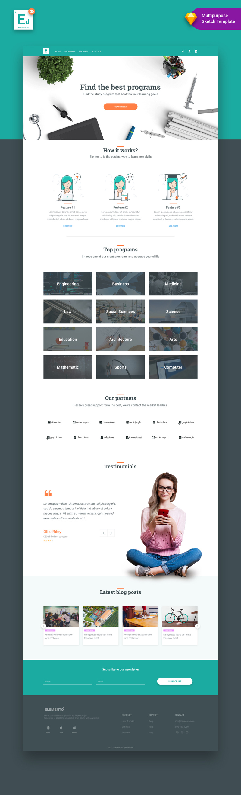 Education Website Template - Free Sample - Freebie Supply