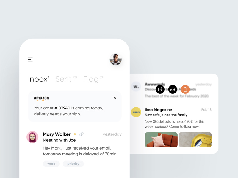 Email App UI Concept - Freebie Supply