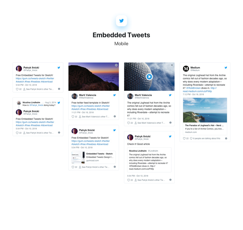Embedded Tweets Templates for Sketch - Freebie Supply