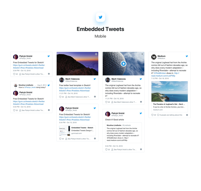Embedded Tweets Templates for Sketch - Freebie Supply