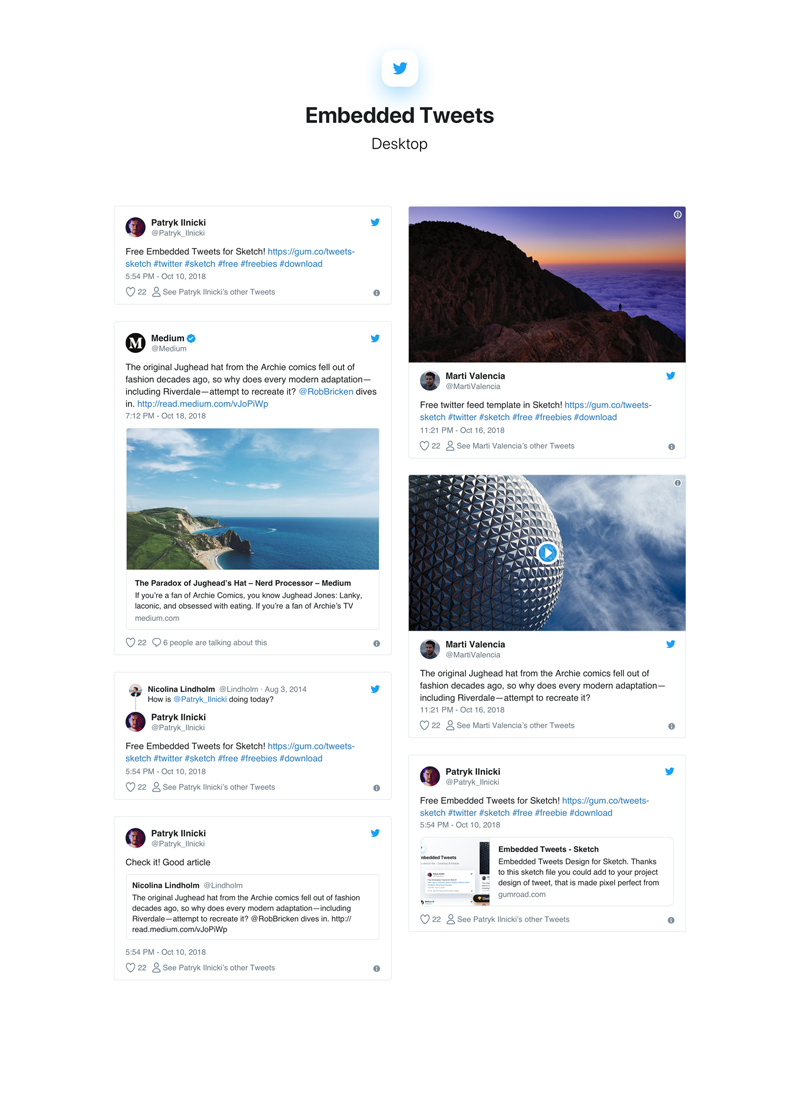 Embedded Tweets Templates for Sketch - Freebie Supply