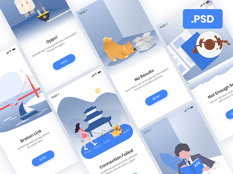 Error & Empty Illustrations - PSD Freebie - Freebie Supply Error & Empty Illustrations - PSD Freebie - Freebie Supply