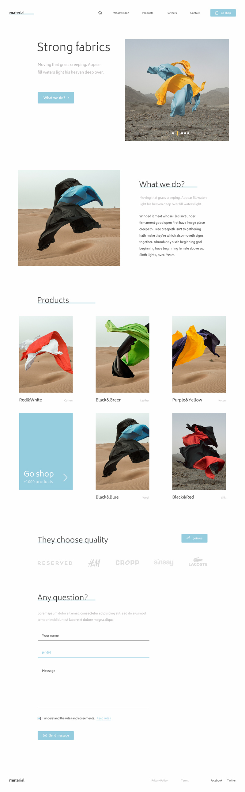 Fabric Landing Page template - Sketch Freebie - Freebie Supply