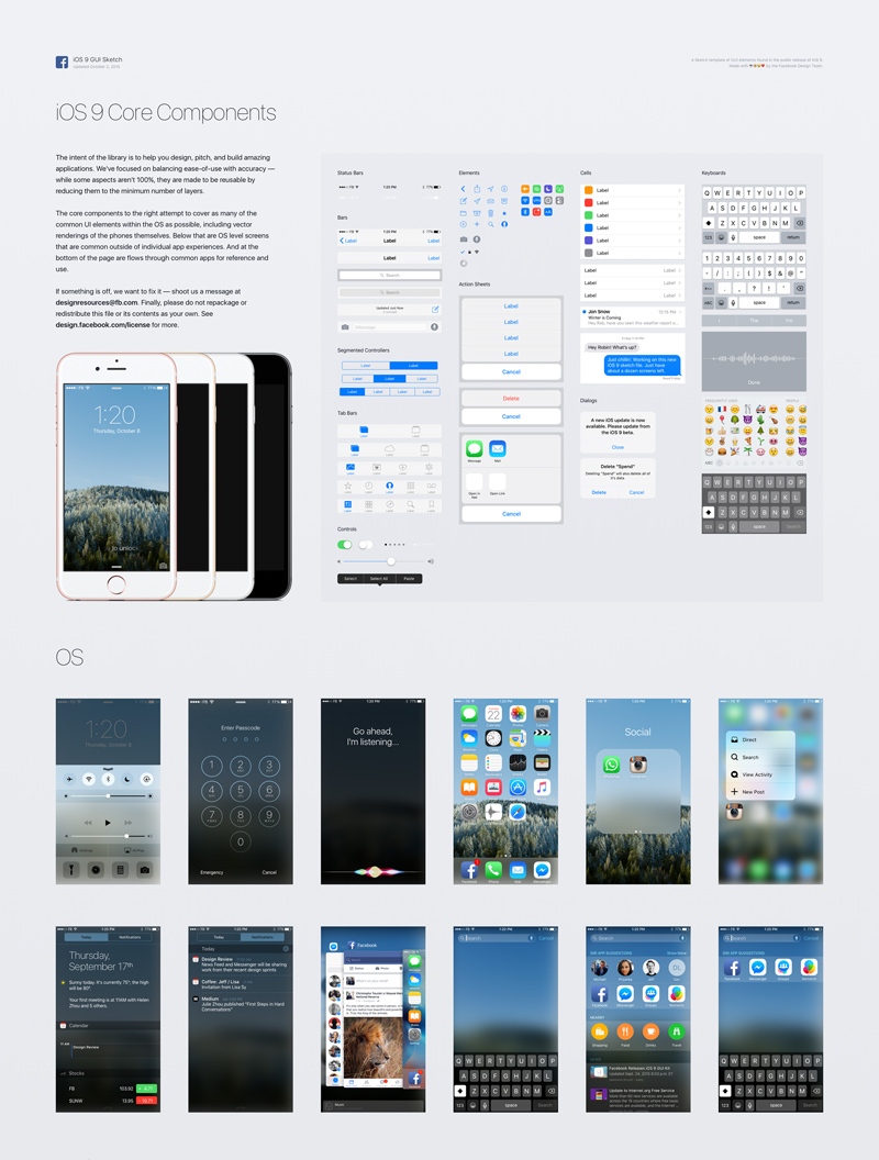 Facebook iOS 9 Sketch & PSD GUI - Freebie Supply