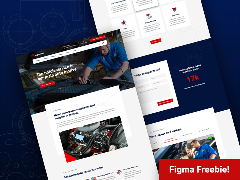 Auto Repair Website Figma Template - Freebie Supply