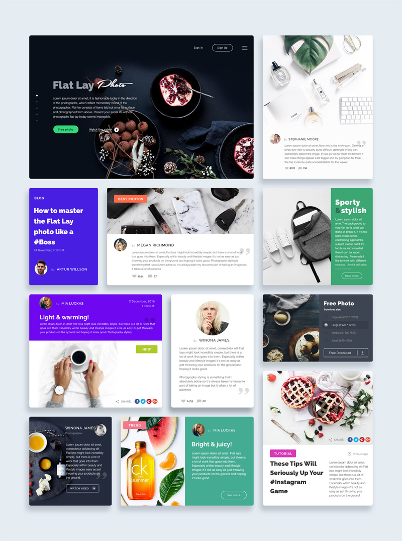 Flat Lay Ui Kit PSD - Freebie Supply