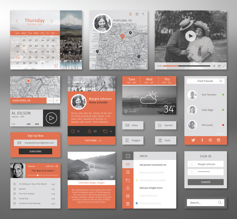 Flat Winter UI Kit - Illustrator Freebie - Freebie Supply