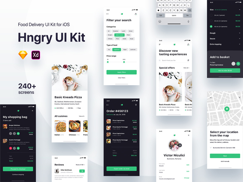 Food Delivery UI Kit Demo - Hngry - Freebie Supply