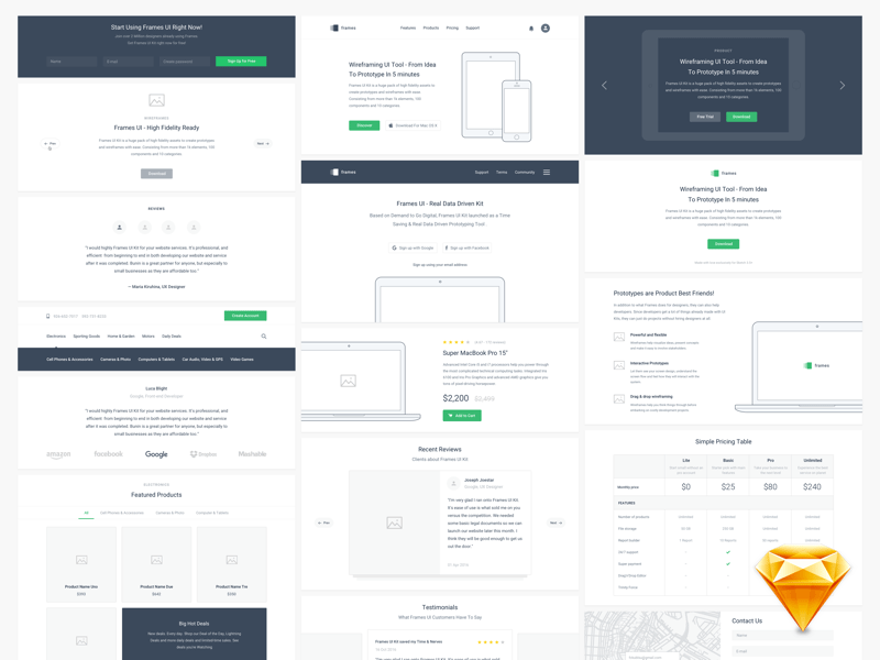 Frames Wireframe Kit Sample - Free Sketch - Freebie Supply