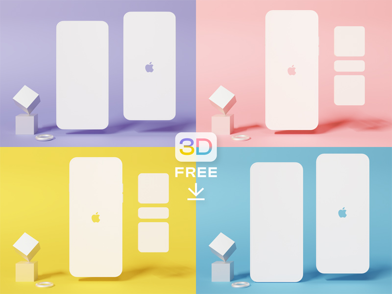 3D Minimal iPhone Mockups - Freebie Supply