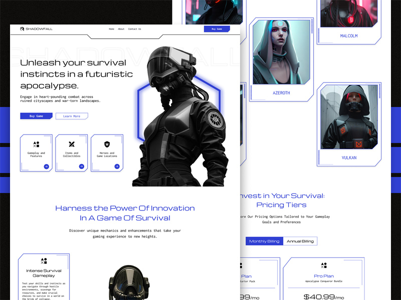 Futuristic Game Website Landing Page - Freebie Supply
