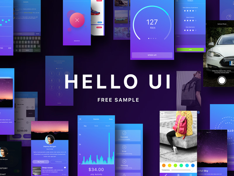 Hello UI Kit PSD - Freebie Supply