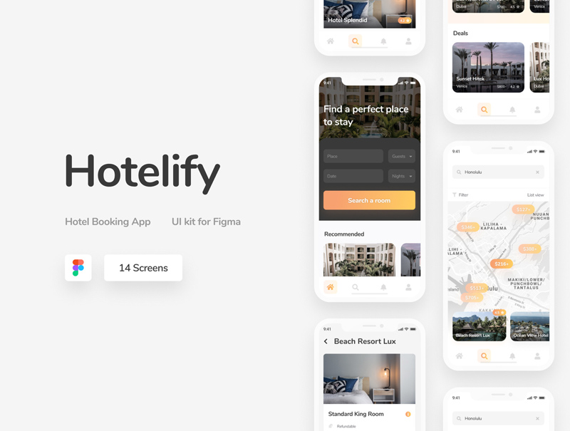 Hotel Booking App Design - Hotelify - Freebie Supply