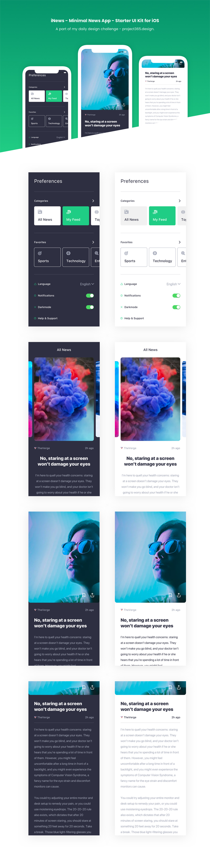 iNews - iOS App UI Kit - Freebie Supply