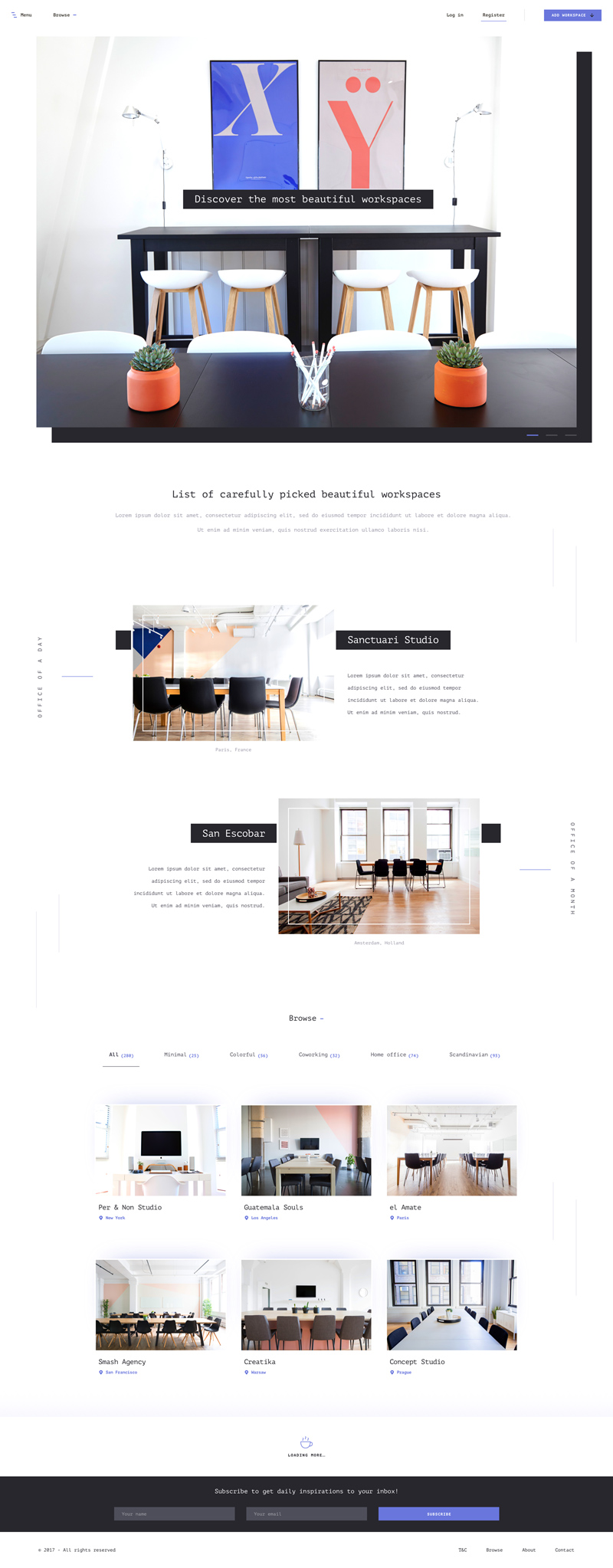 Inspiring Workspaces Landing Page Template - Sketch Freebie - Freebie ...