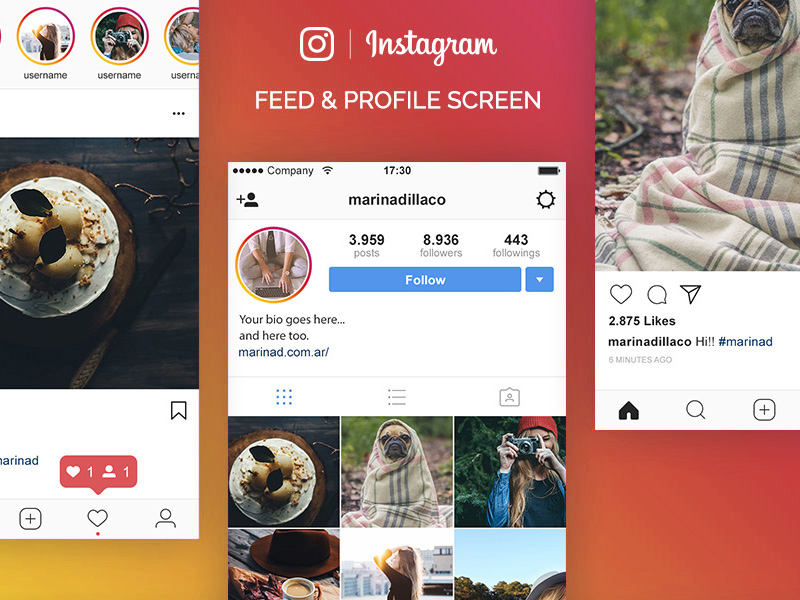 Instagram UI Template: Free PSD - Freebie Supply