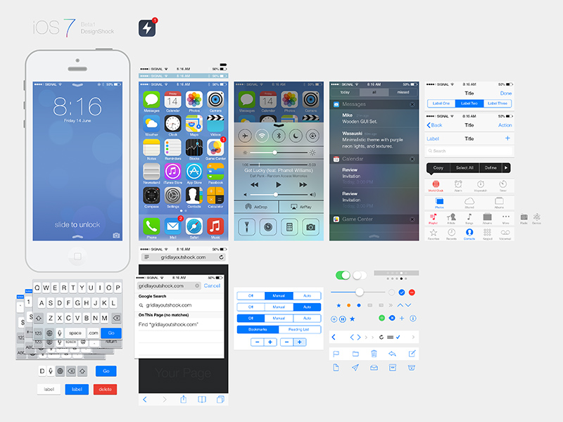 iOS7 UI Kit - Free PSD - Freebie Supply