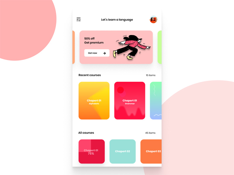Language Learning App UI Concept - Freebie Supply