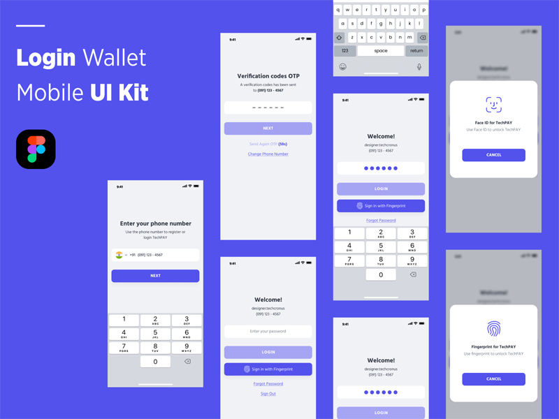 Wallet App Login UI Kit - Freebie Supply