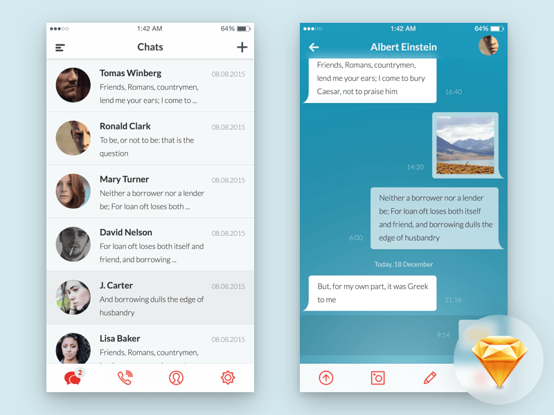 Messaging App UI - Sketch Resource - Freebie Supply Messaging App UI - Sketch Resource - Freebie Supply