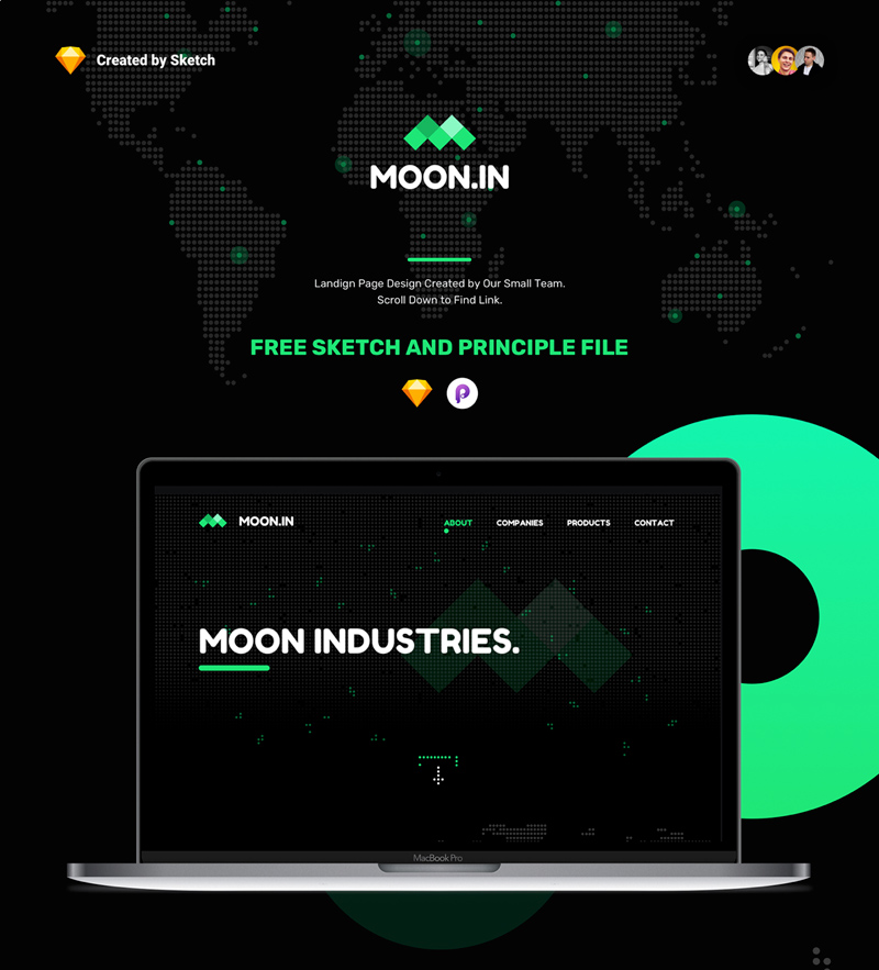 Moon.in Sketch & Principle Landing Page - Freebie Supply