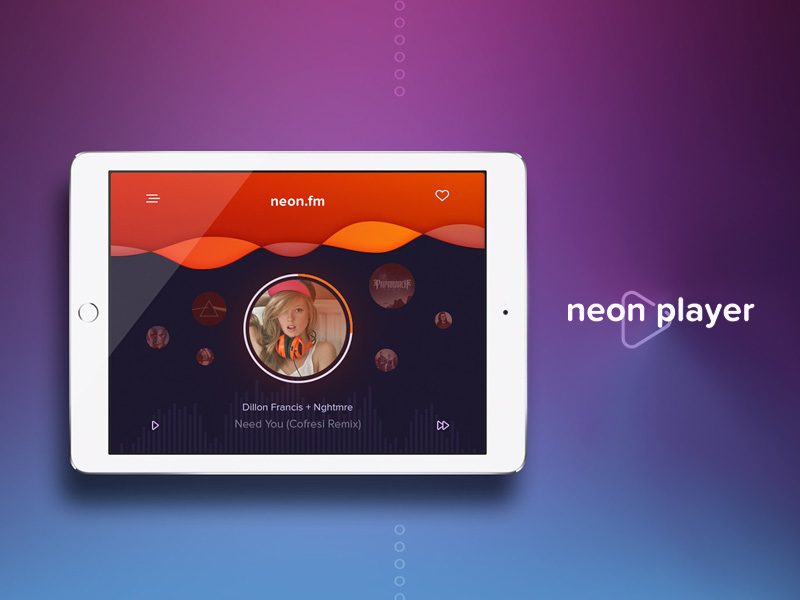 Neon Player UI by Vadim Buklov - Freebie Supply