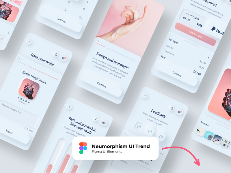 Neumorphic Skeuomorphic Figma UI Light Elements - Freebie Supply
