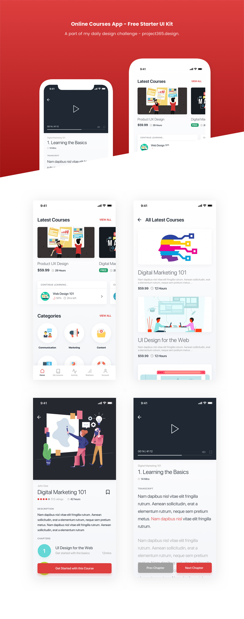 Online Courses App UI by Kishore - Freebie Supply