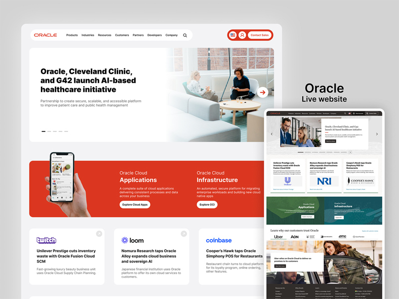 Oracle Website Redesign Concept - Freebie Supply