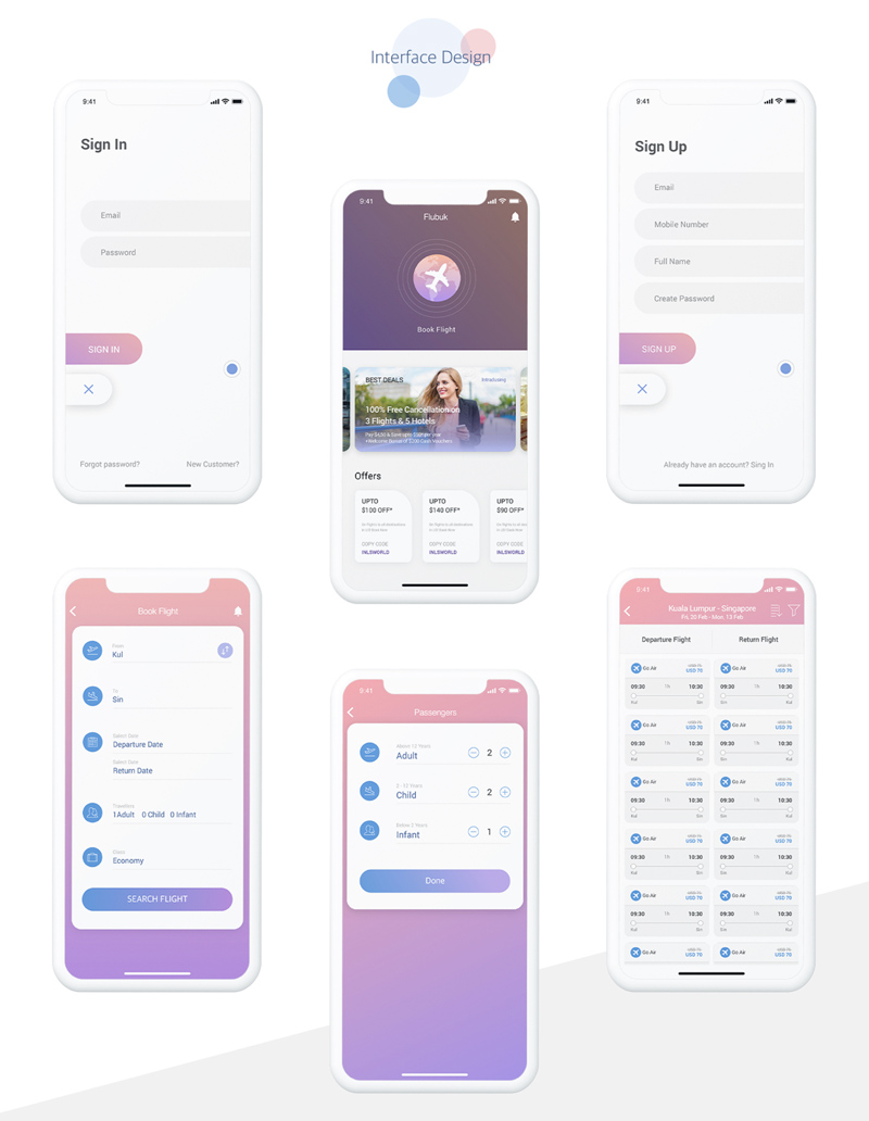 Passenger - Adobe XD Flight Booking UI Kit - Freebie Supply