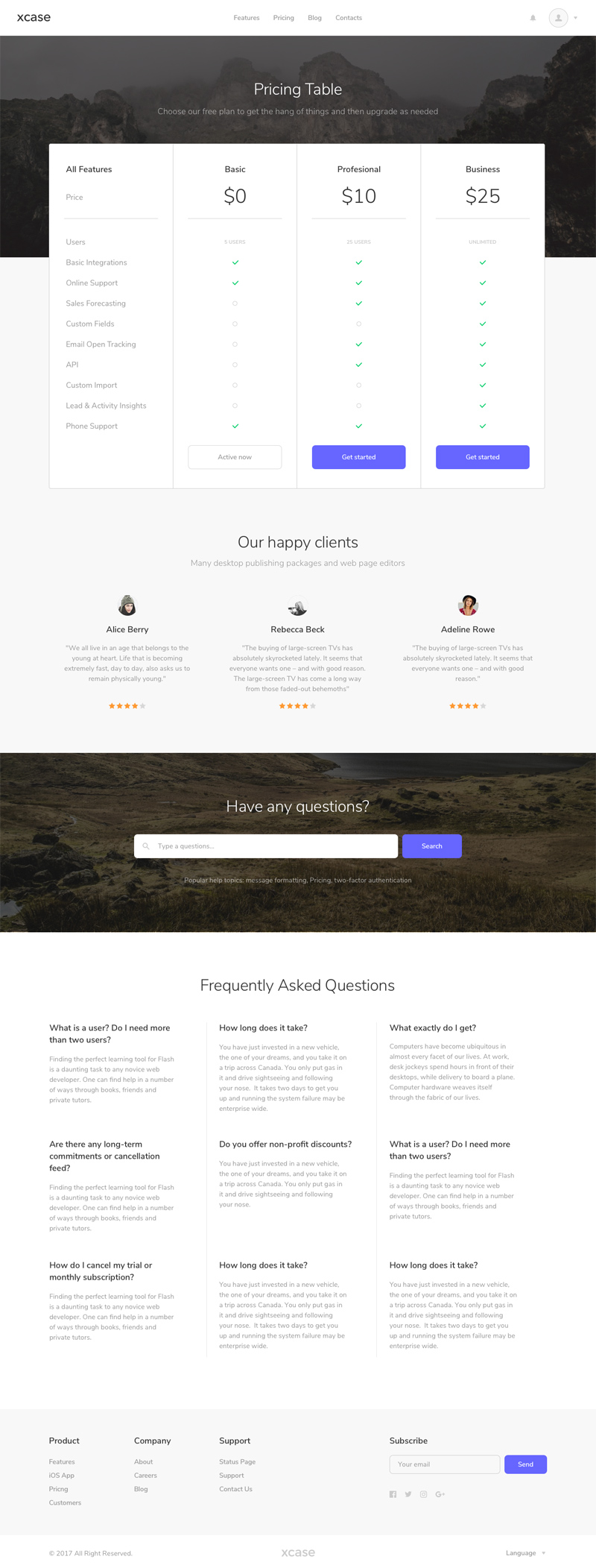 Pricing Table Website Template made in Sketch - Freebie Supply