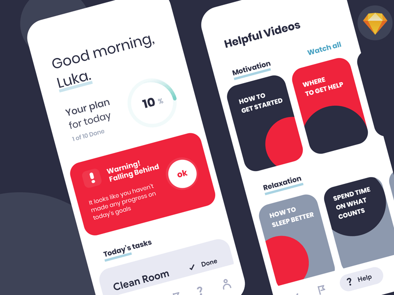 Productivity App UI Concept - Free Sketch - Freebie Supply