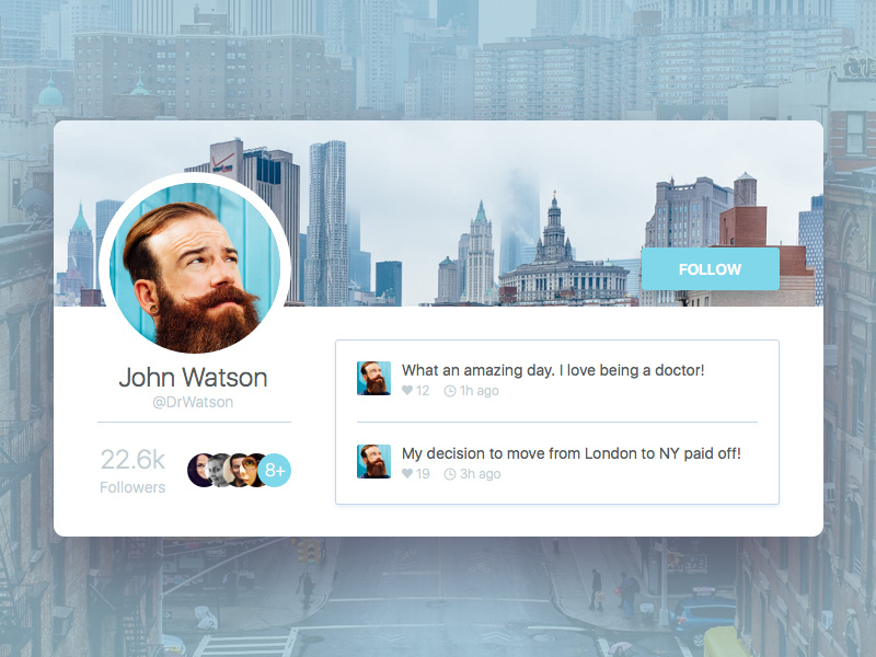 Profile Card UI - Sketch Freebie - Freebie Supply