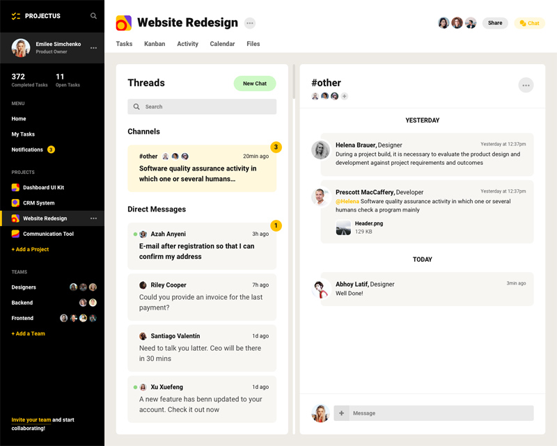 Project Management Web App Concept - Freebie Supply