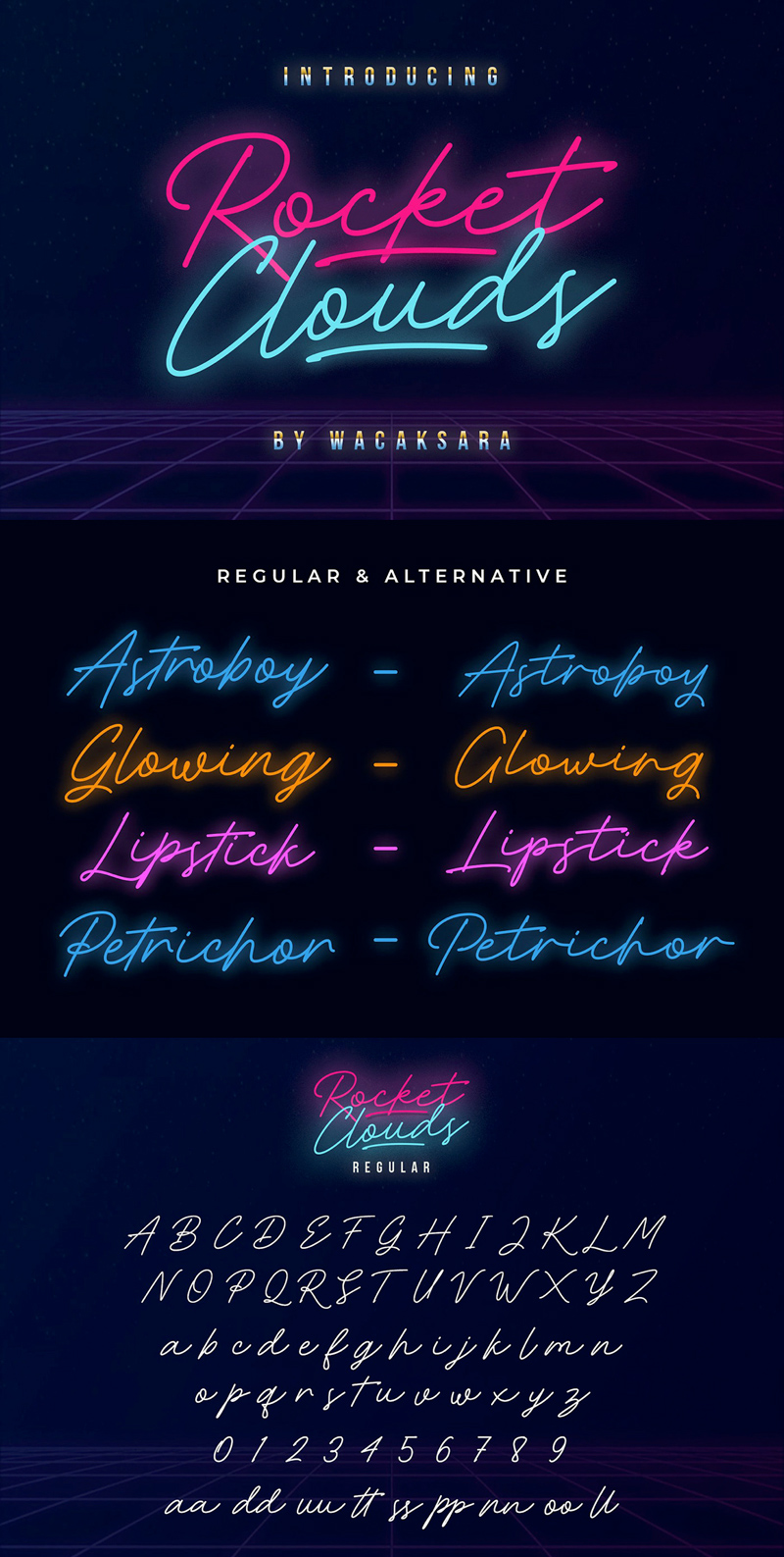 Rocket Clouds Font - Neon Typeface - Freebie Supply
