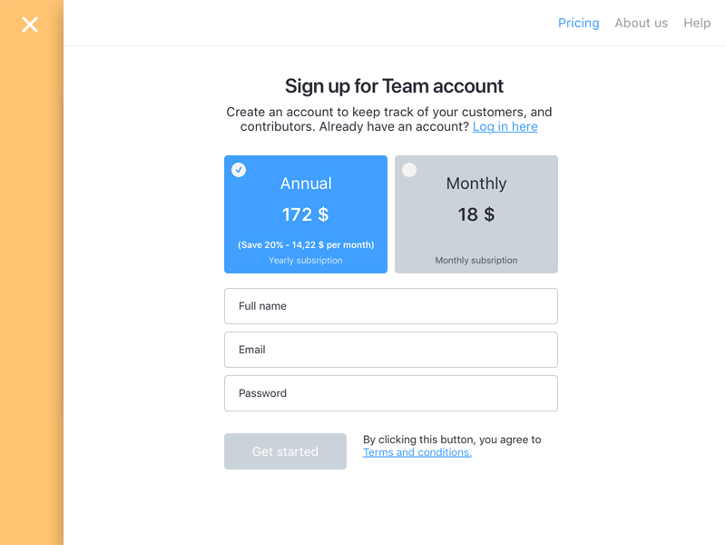 Sign Up Form Concept made in Sketch - Freebie Supply