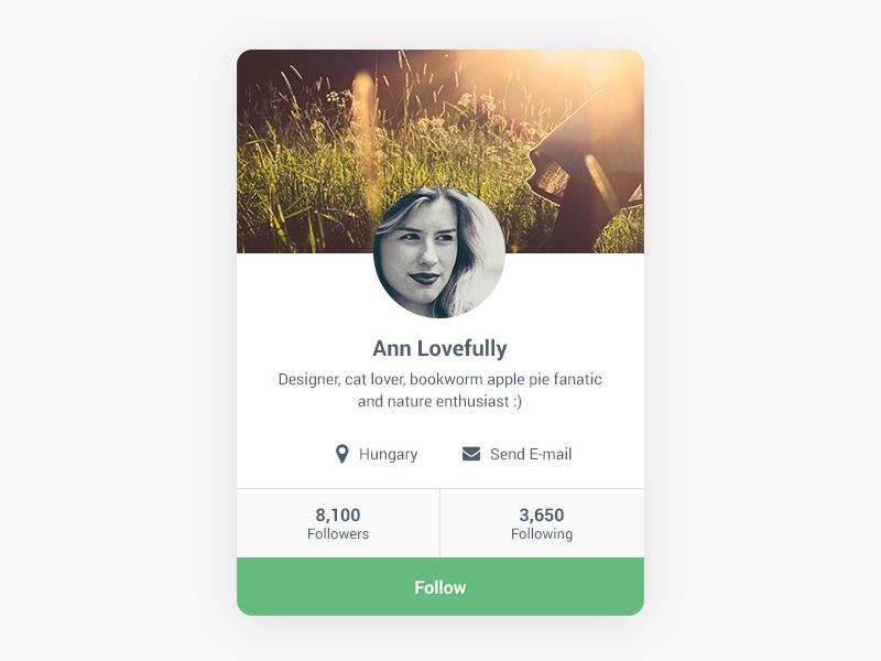 Simple Profile Card - PSD Freebie - Freebie Supply