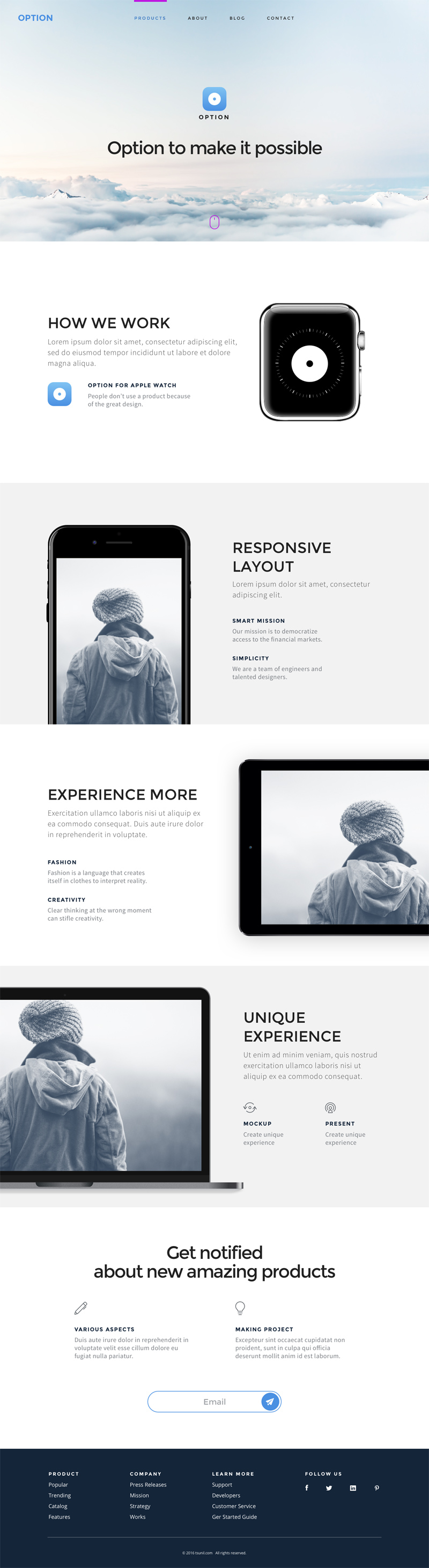 Single Page Product Website made in Sketch - Freebie Supply
